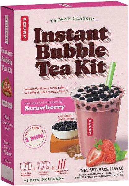 BUBBLE TEA KIT INSTANT STRAWBERRY 3-PK
