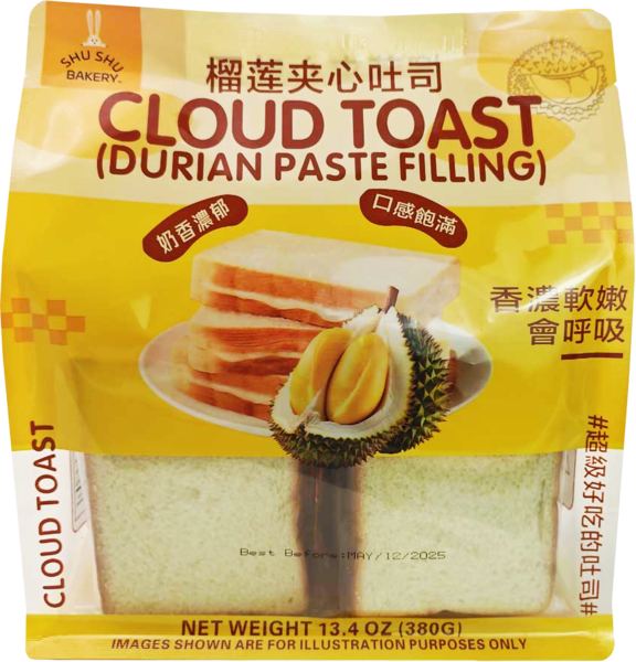 CLOUD TOAST - DURIAN PASTE FILLING (SHU SHU BAKERY)
