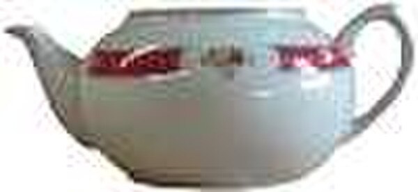 TEA POT RED TRIM & FLOWER CHINA