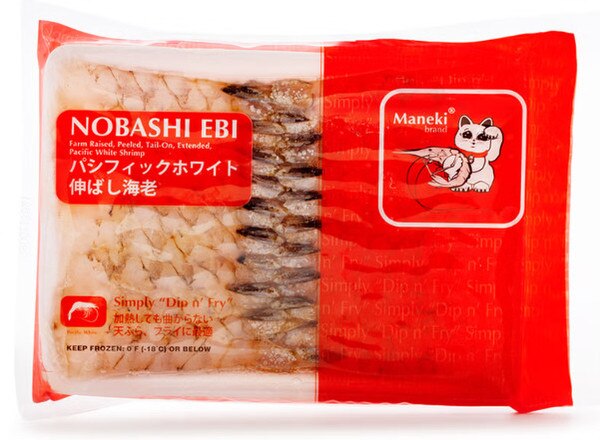 NOBASHI EBI Shrimp (raw), 21-25 pcs/lb, packed: (25pcs)x(5trays)x(6boxes)